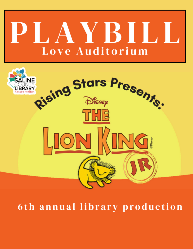 Lion King Jr Playbill - Saline County Library